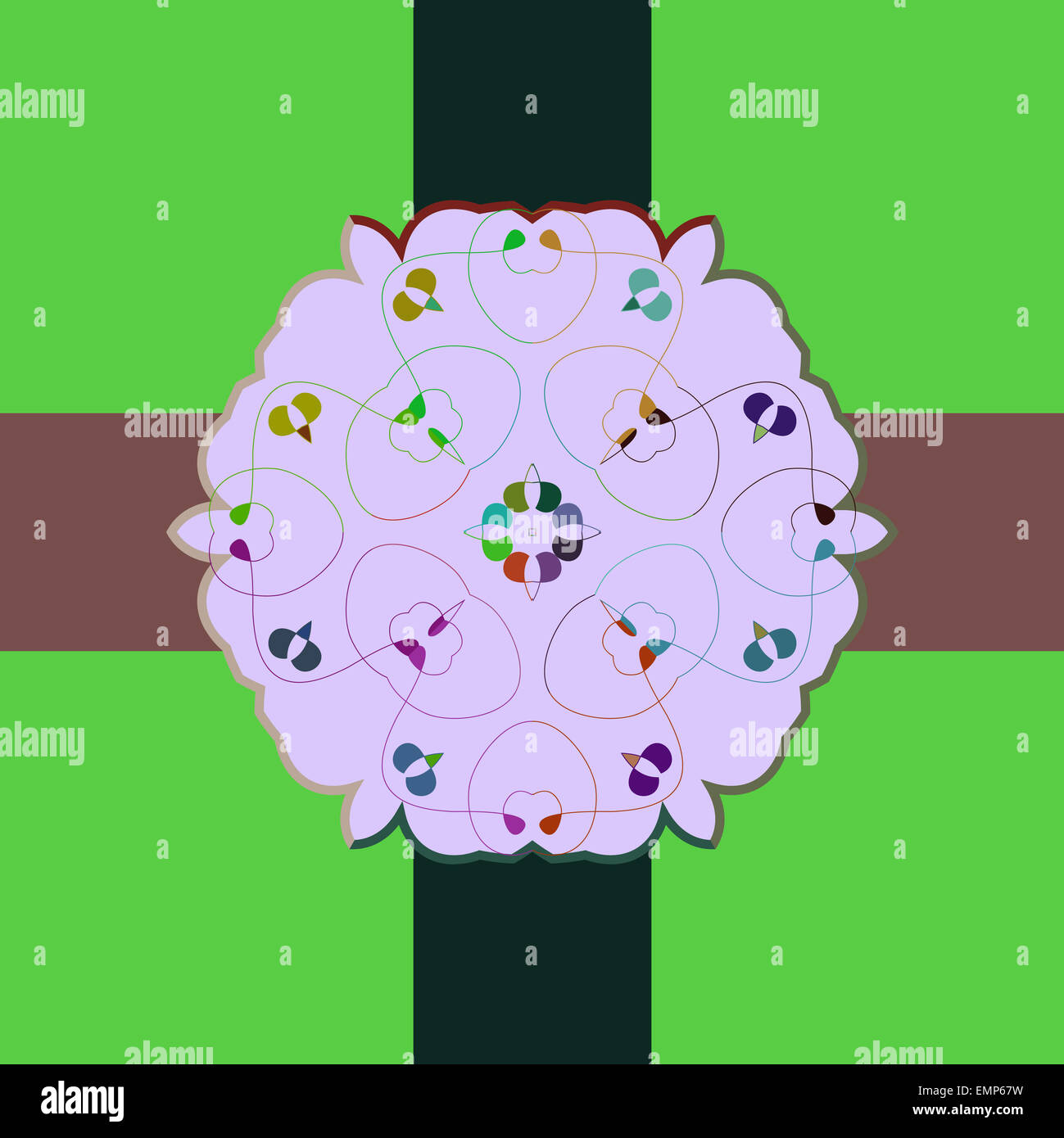 Green Yellow Red Vector ornate frame with sample text. Perfect as ...