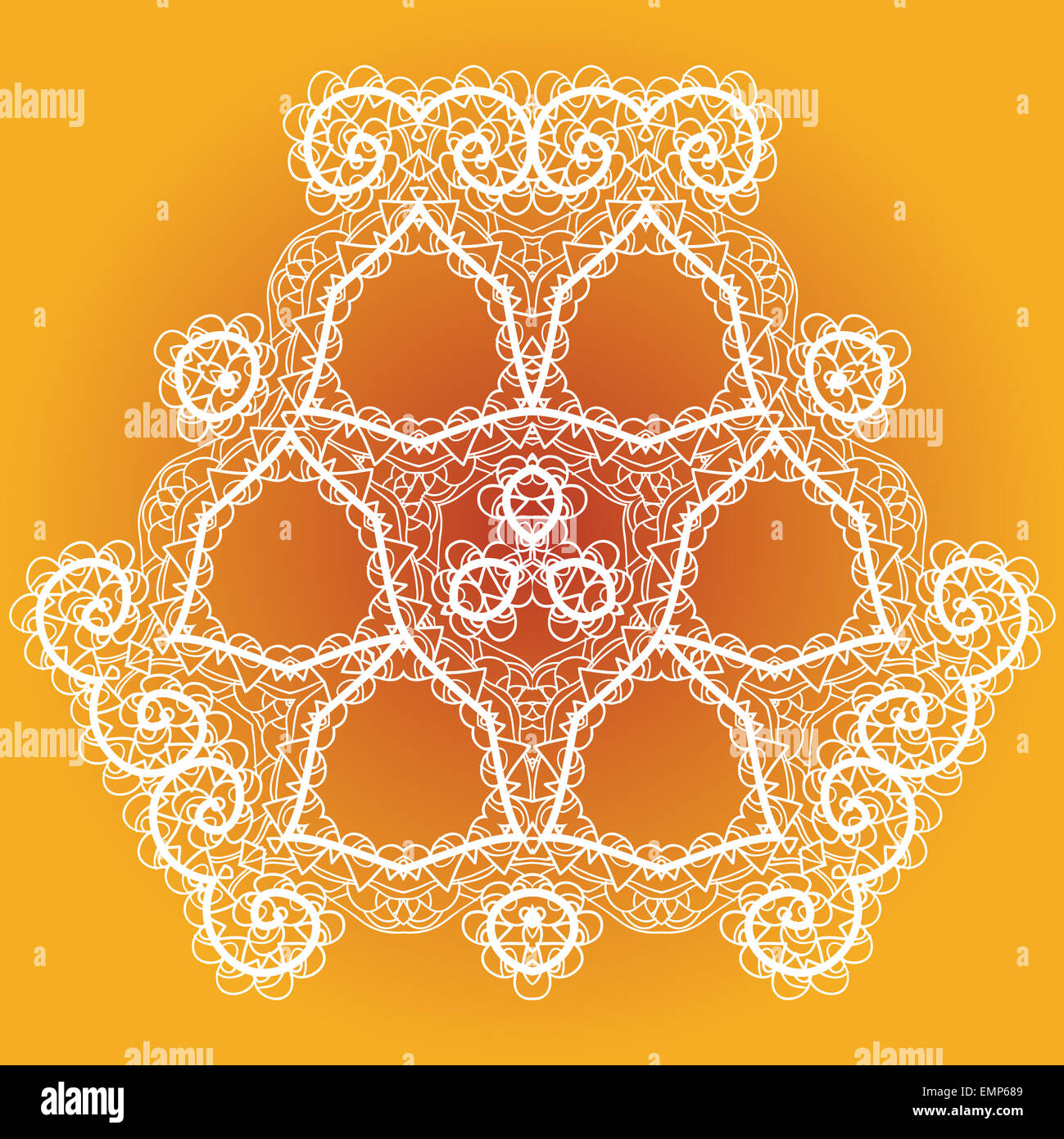 Oriental mandala motif round lase pattern on the yellow background ...