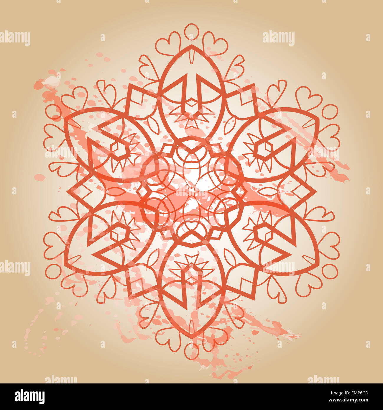 Oriental mandala motif round lase pattern on the yellow background ...