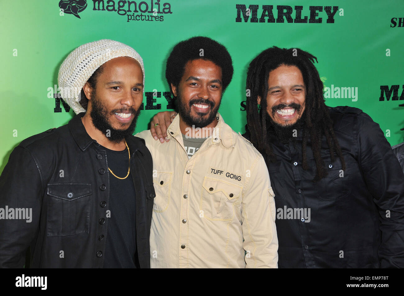 LOS ANGELES, CA - APRIL 17, 2012: Ziggy Marley (left), Robbie Marley ...