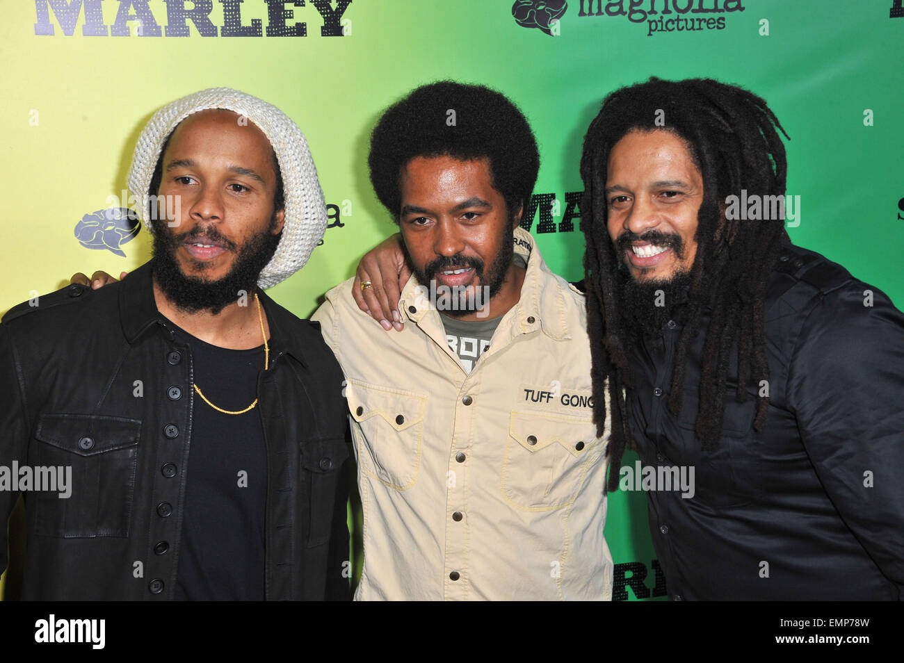 LOS ANGELES, CA - APRIL 17, 2012: Ziggy Marley (left), Robbie Marley ...