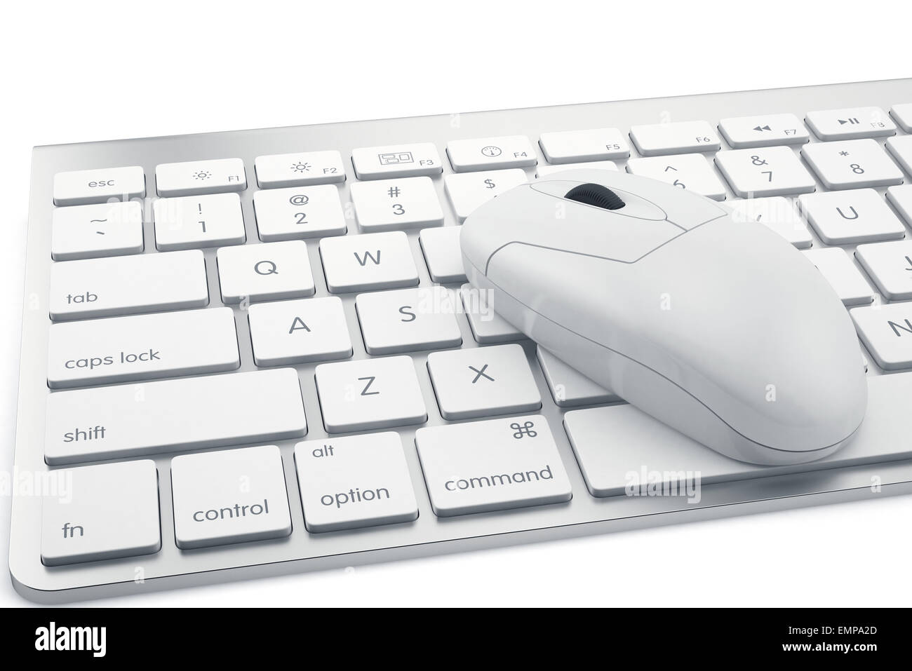 3d rendering of computer keyboard with mouse on white background Stock ...