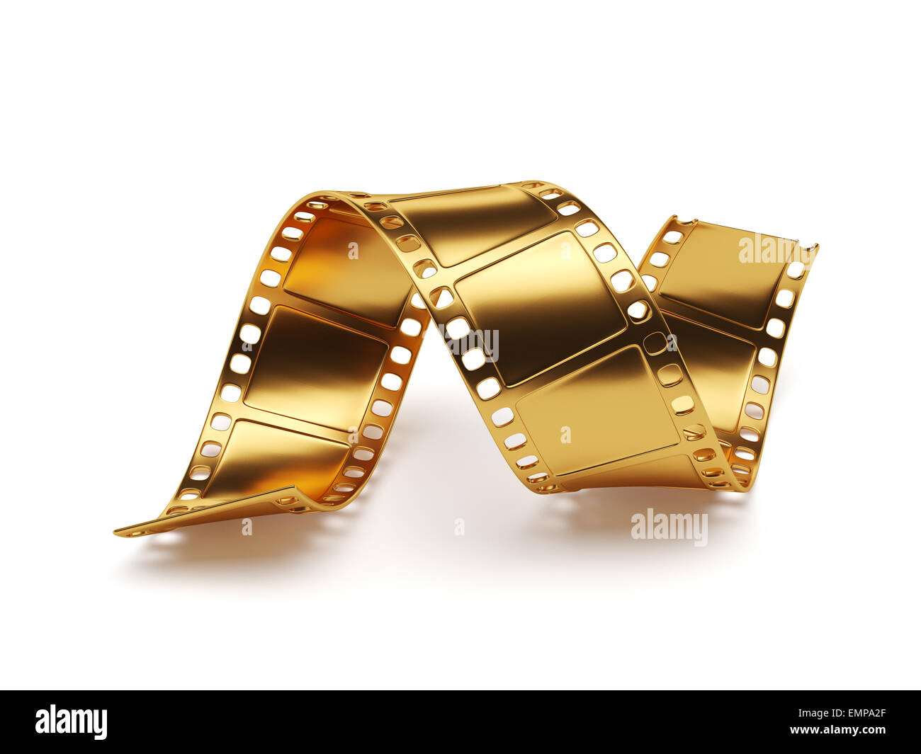 3d rendering of golden film strip isolated on white background ...