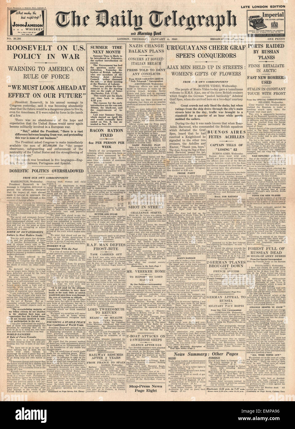 1940 world war two world war 2 newspaper headline hi-res stock ...