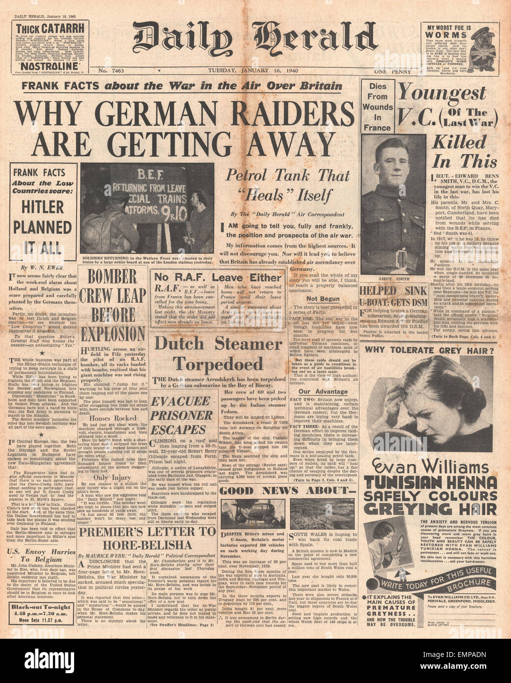 1940 world war two world war 2 newspaper headline hi-res stock ...