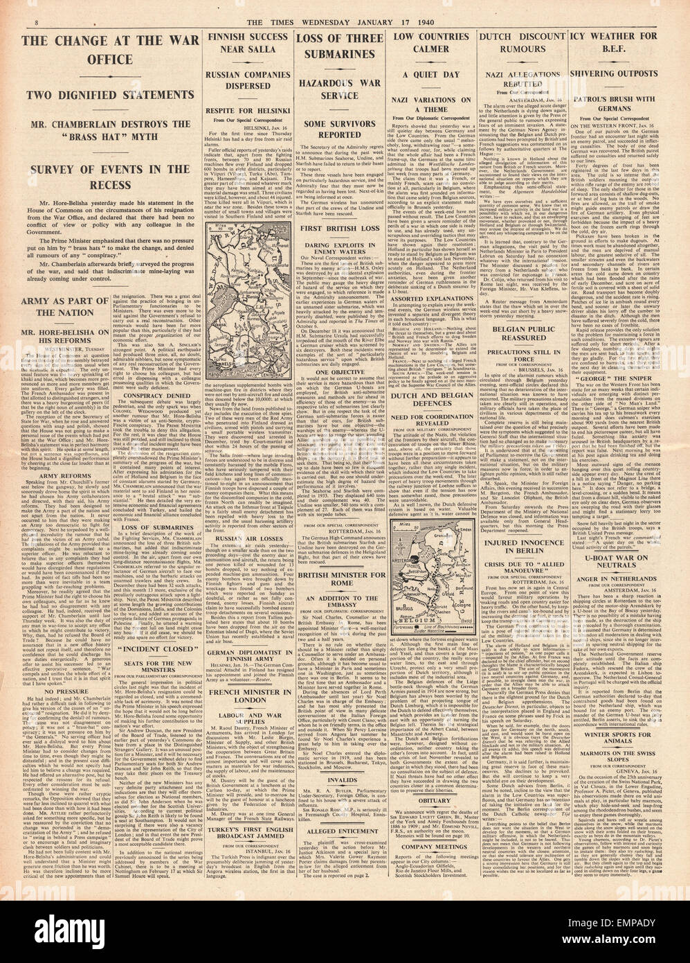 1940 the times three british submarines lost hi-res stock photography ...