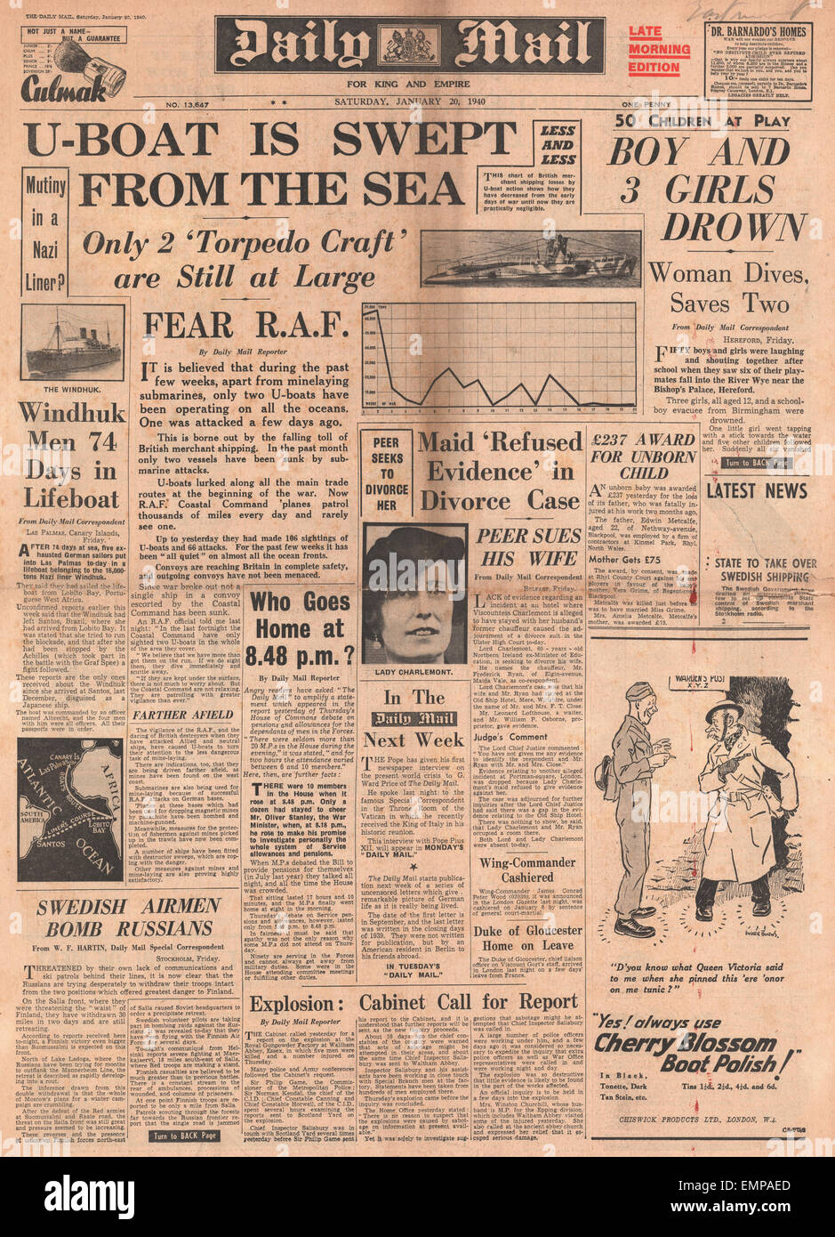 1940 world war two world war 2 newspaper headline hi-res stock ...
