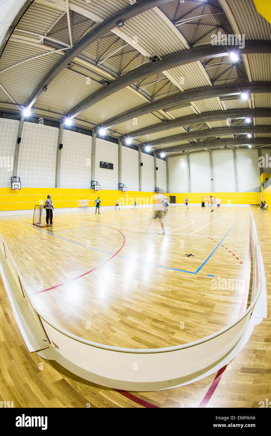 interior of a modern multifunctional gymnasium with young people Stock ...