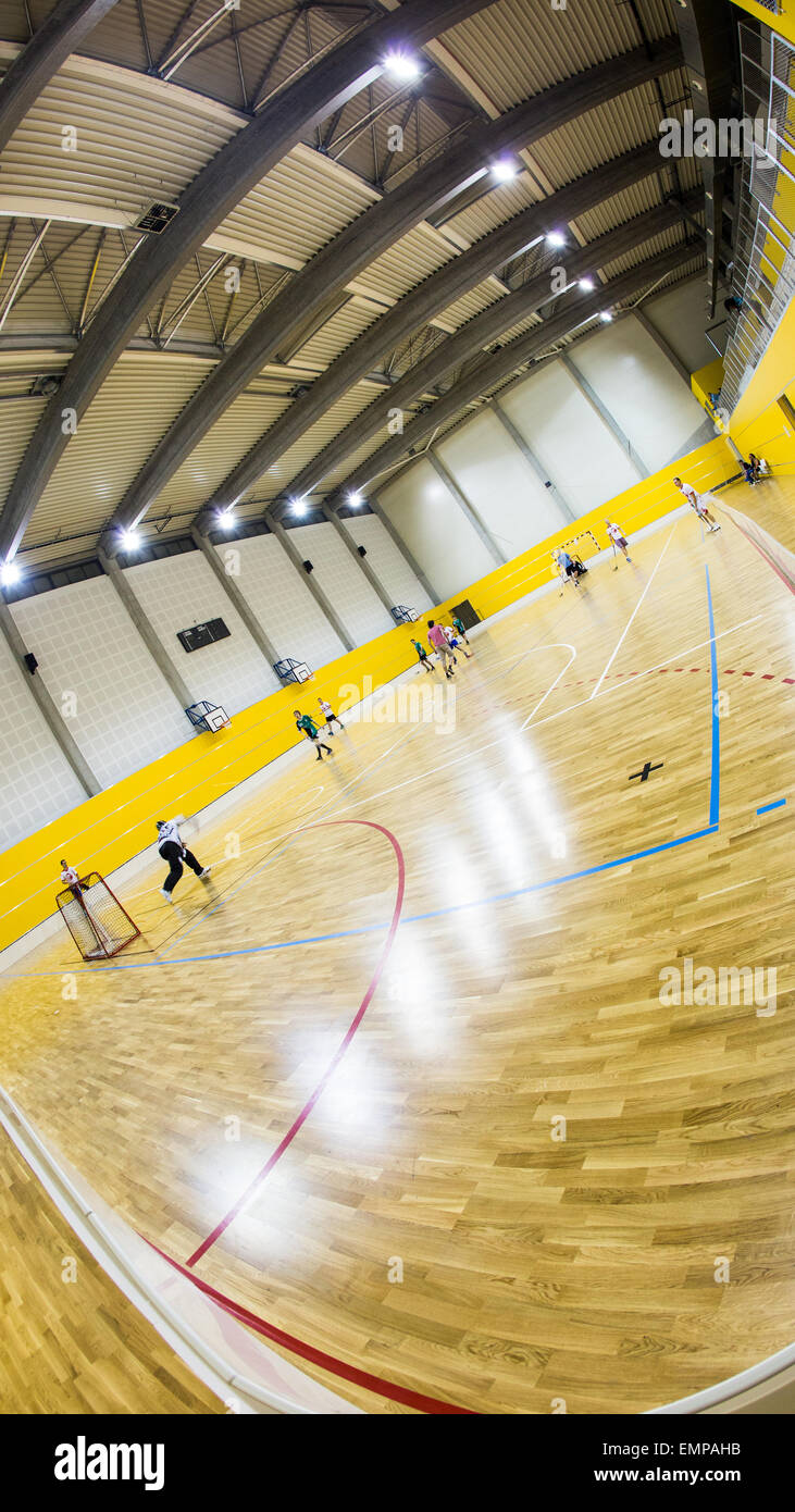 interior of a modern multifunctional gymnasium with young people Stock ...