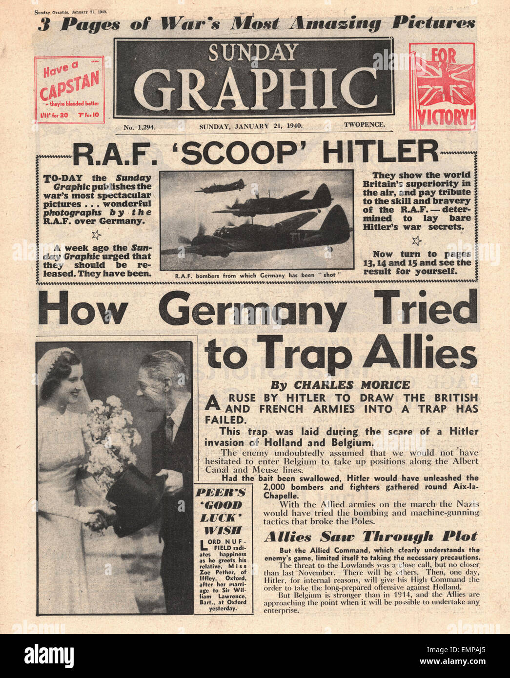 1940 world war two world war 2 newspaper headline hi-res stock ...