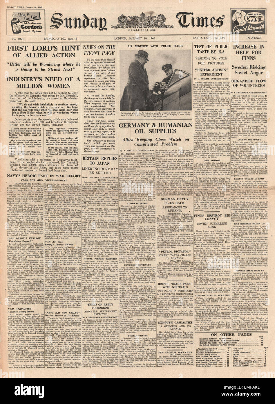 1940 world war two world war 2 newspaper headline hi-res stock ...