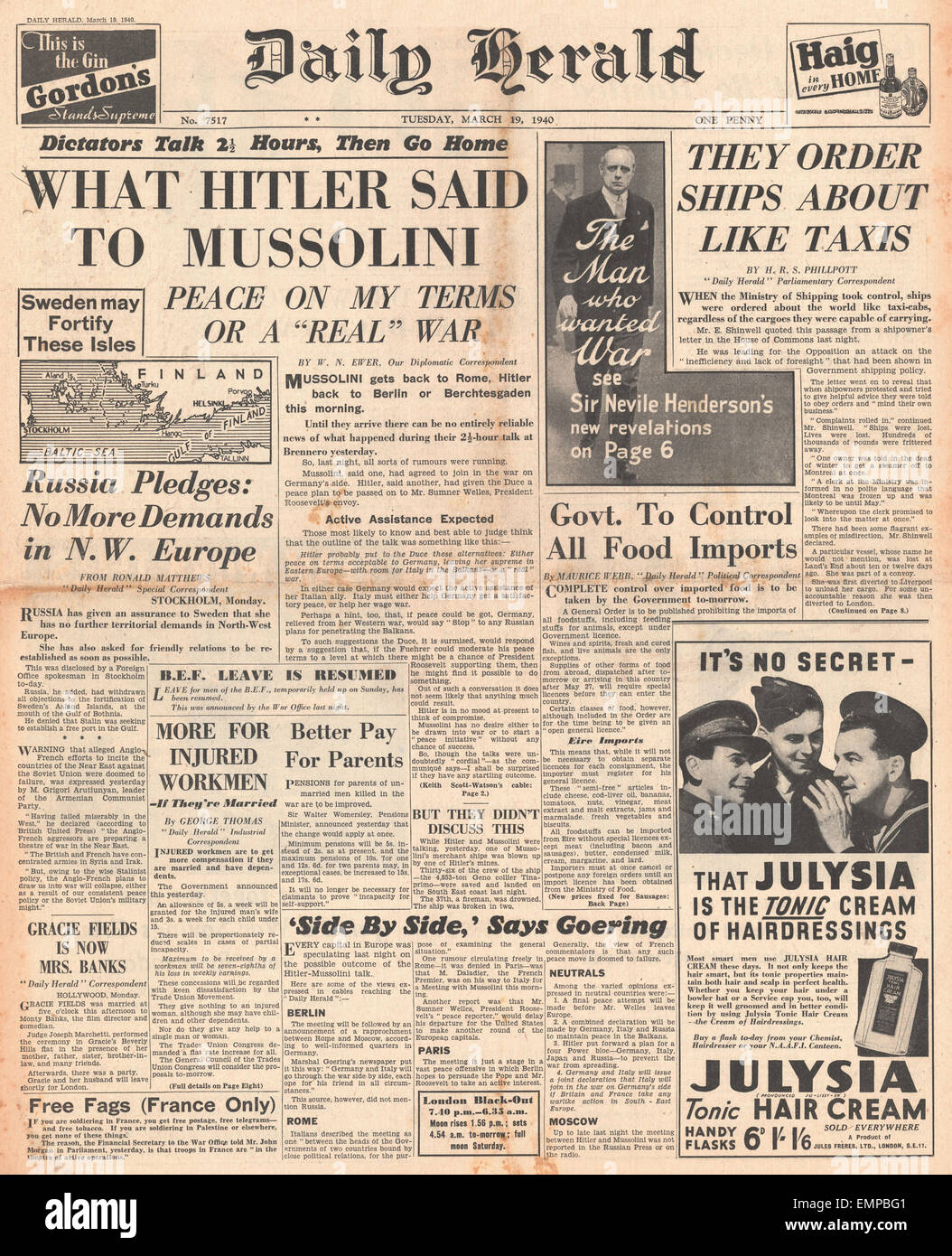 Hitler and mussolini at brenner pass hi-res stock photography and ...