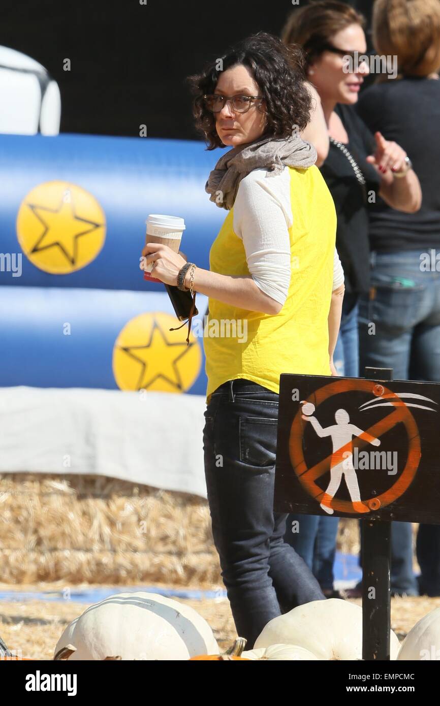 Pregnant Sara Gilbert and partner Linda Perry spend time as a family at ...