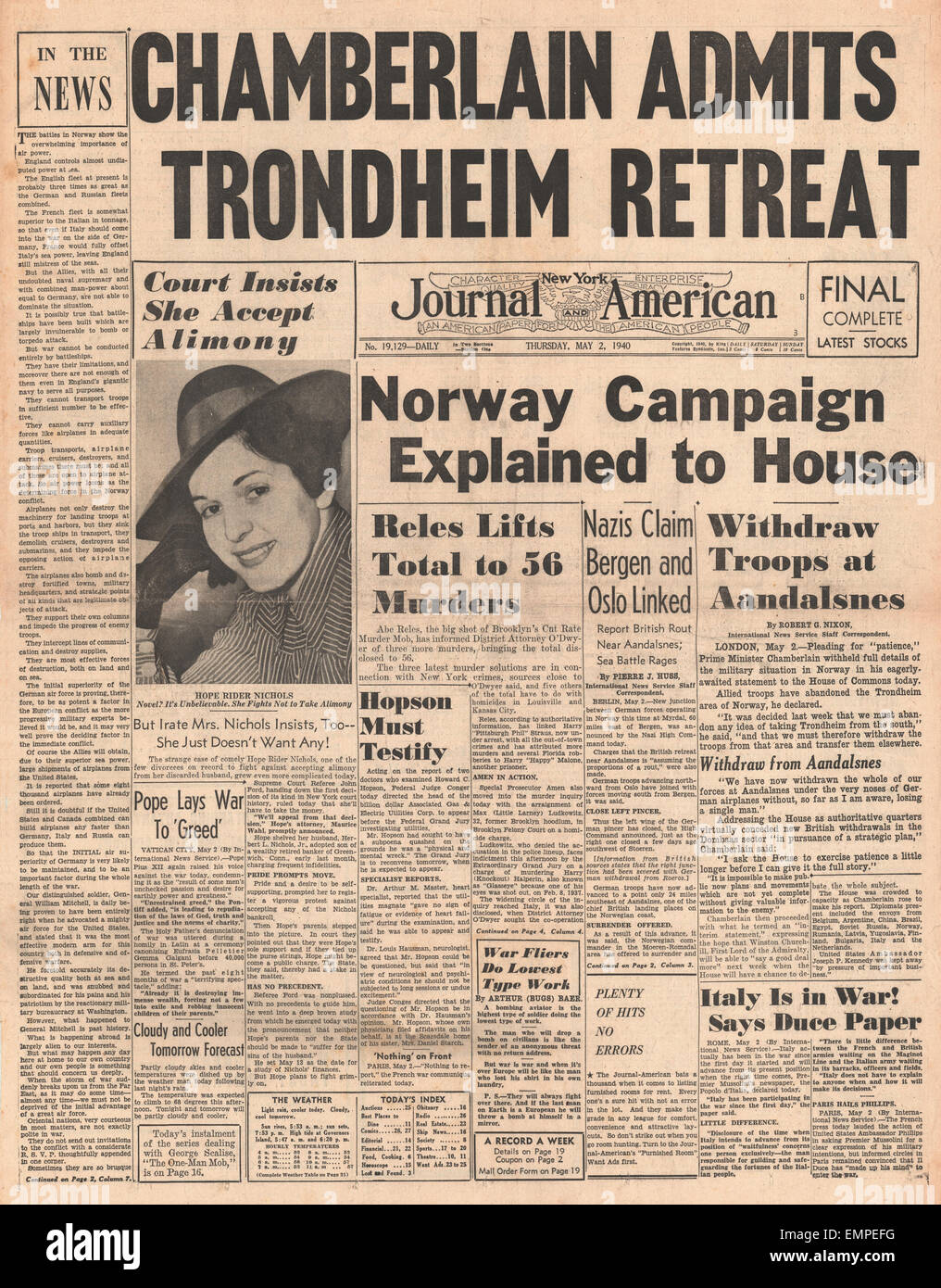 Neville chamberlain and hitler newspaper hi-res stock photography and ...