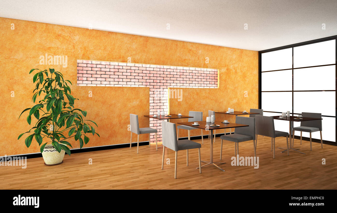 Interior rendering of a bar with textures Stock Photo - Alamy