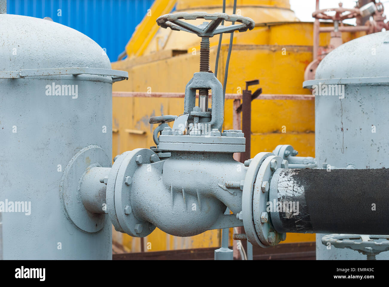 Gas valve on the pipe between the receivers Stock Photo - Alamy