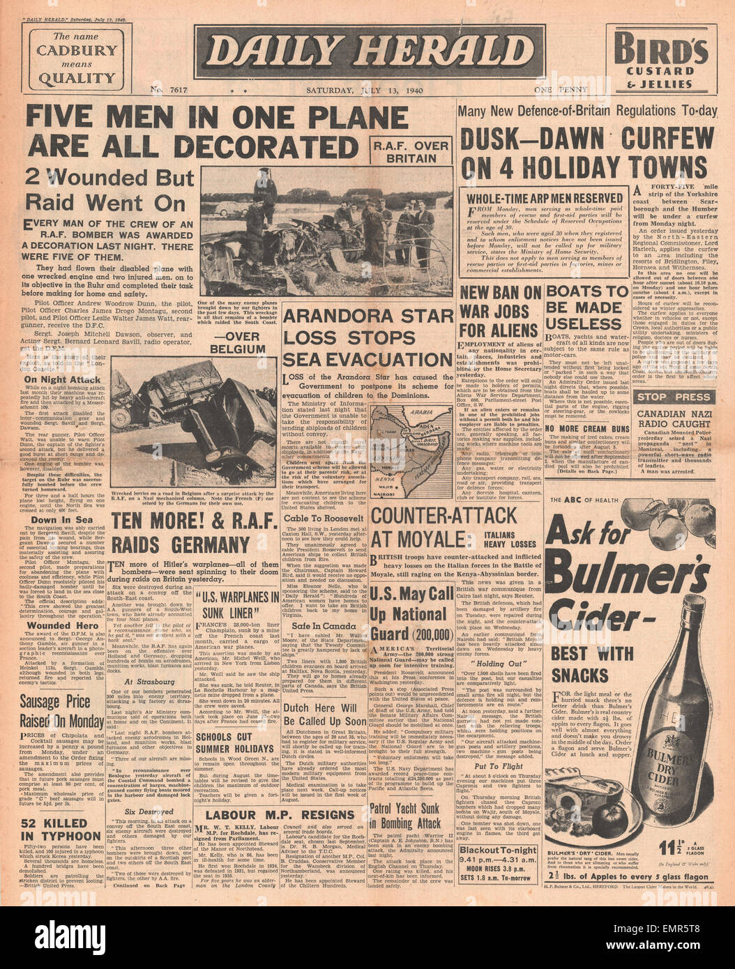 1940 daily herald front page hi-res stock photography and images - Alamy