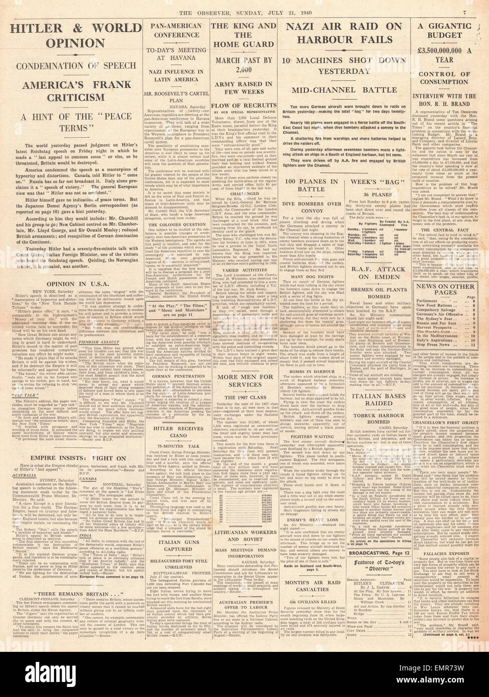 1940 world war two world war 2 newspaper headline hi-res stock ...