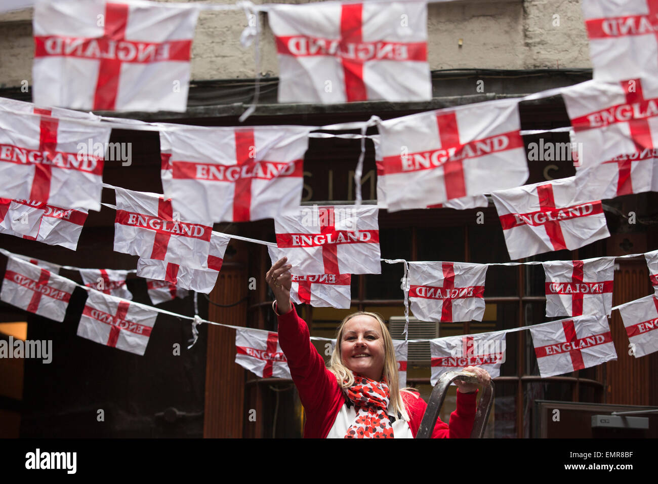 London, UK. 23 April 2015. Patricia Conway-Gravelius, waitress at ...