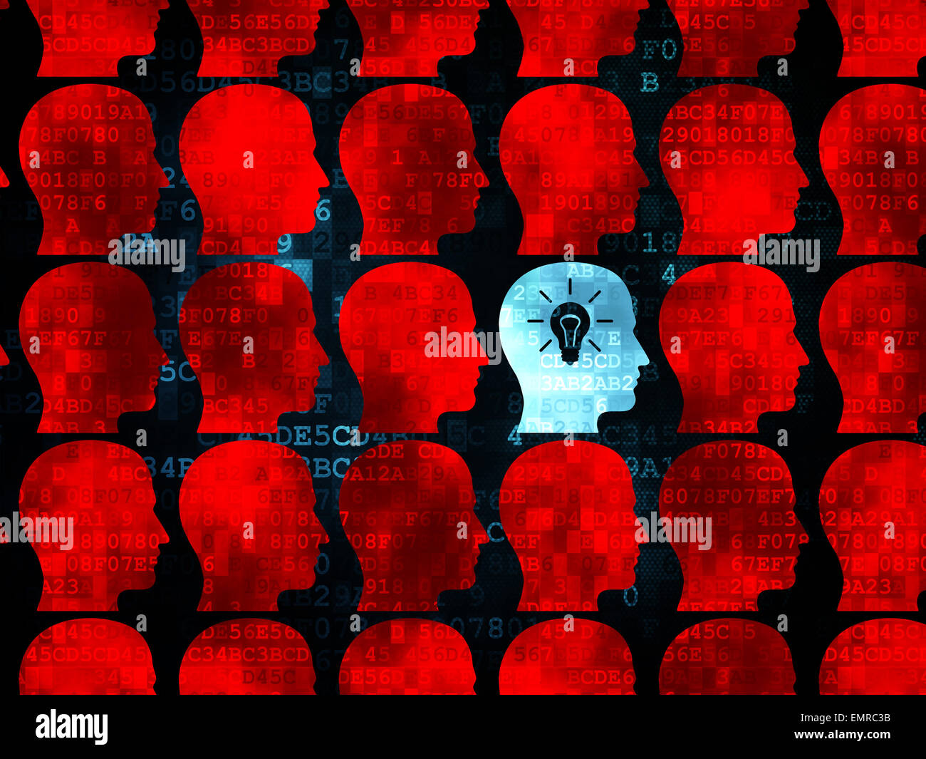 Finance concept: head with light bulb icon on Digital background Stock ...