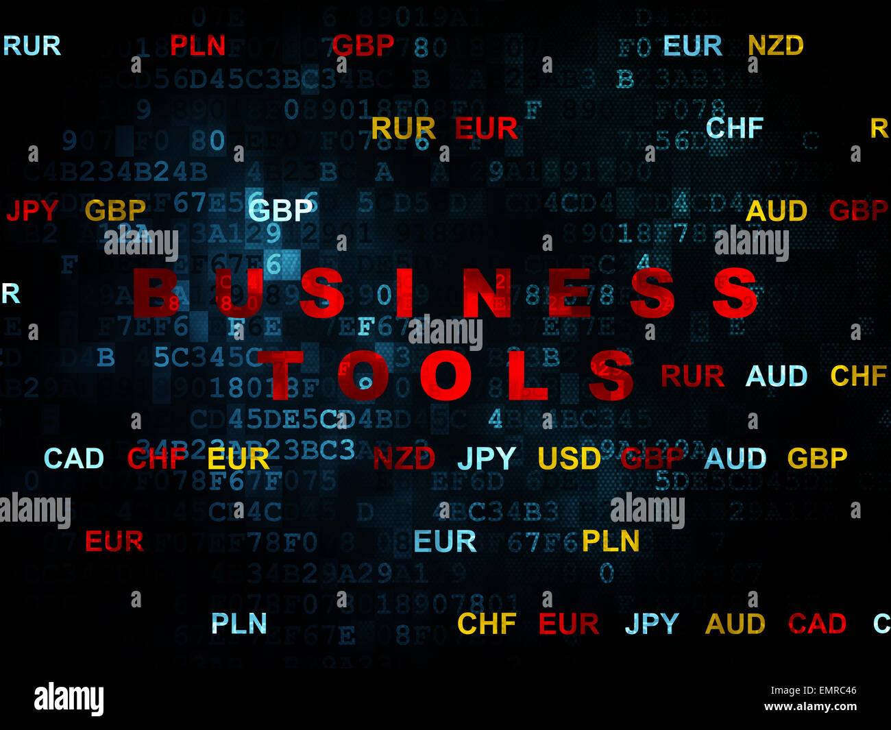 Finance concept: Business Tools on Digital background Stock Photo - Alamy