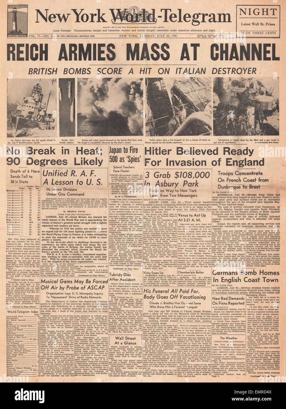 1940 world war two world war 2 newspaper headline hi-res stock ...