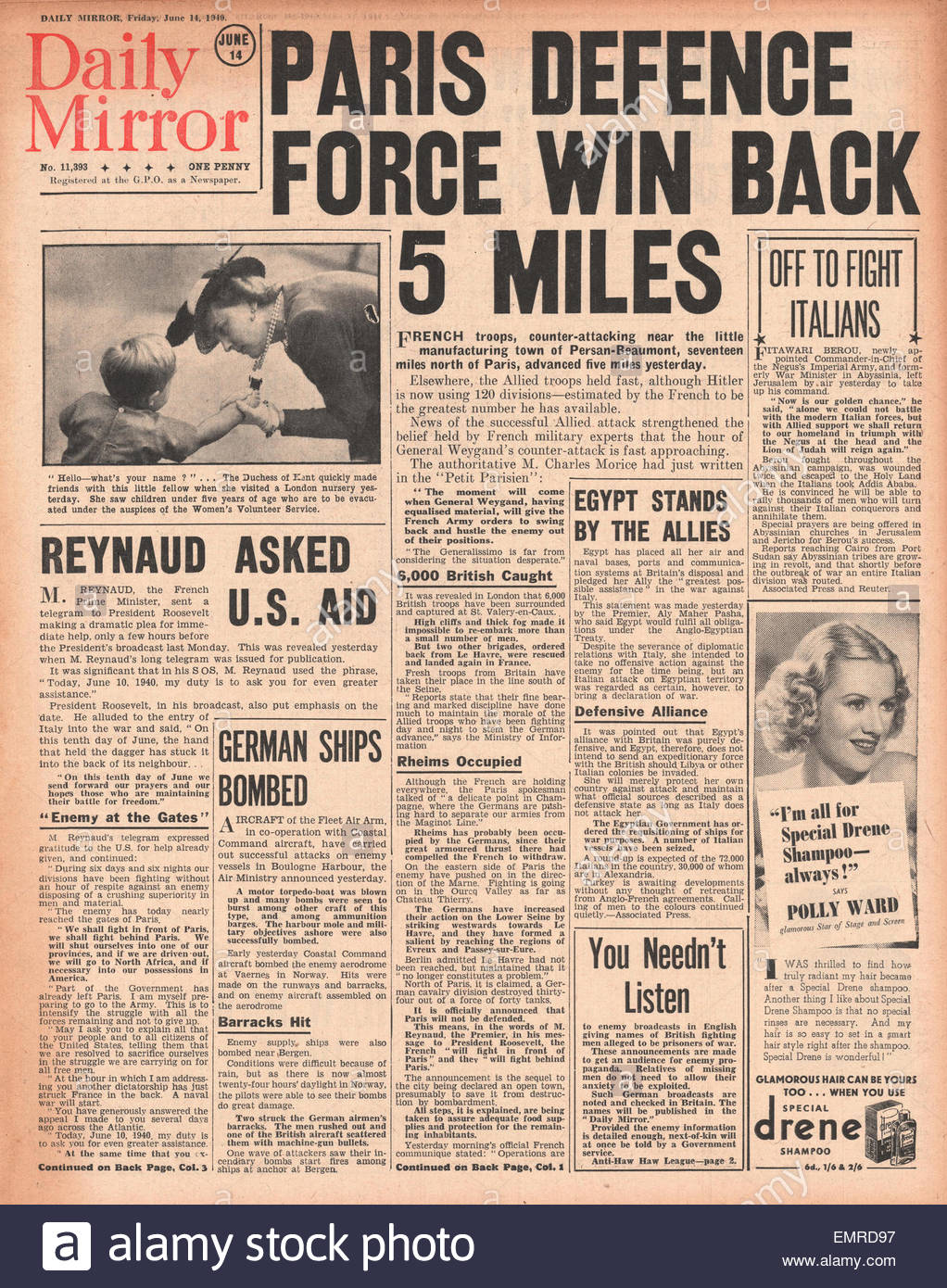 French Newspaper 1940 Stock Photos & French Newspaper 1940 Stock Images ...