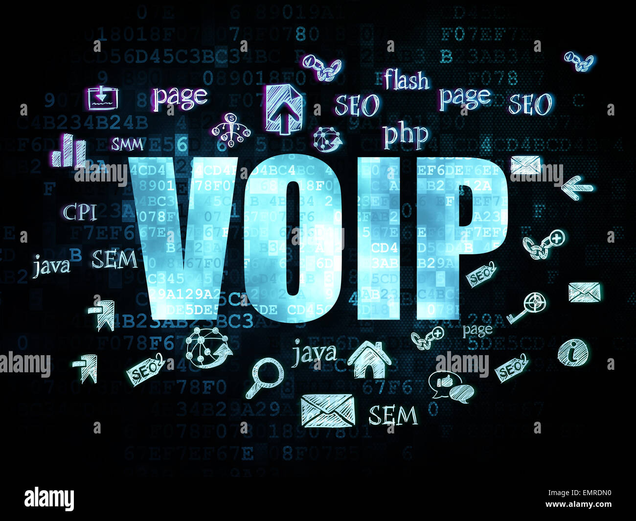 Web development concept: VOIP on Digital background Stock Photo - Alamy