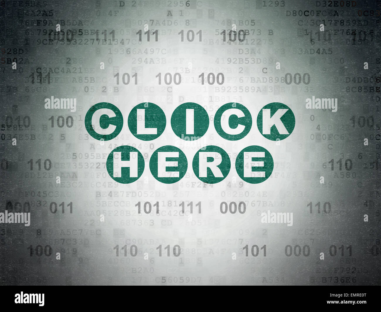 Web development concept: Click Here on Digital Paper background Stock ...