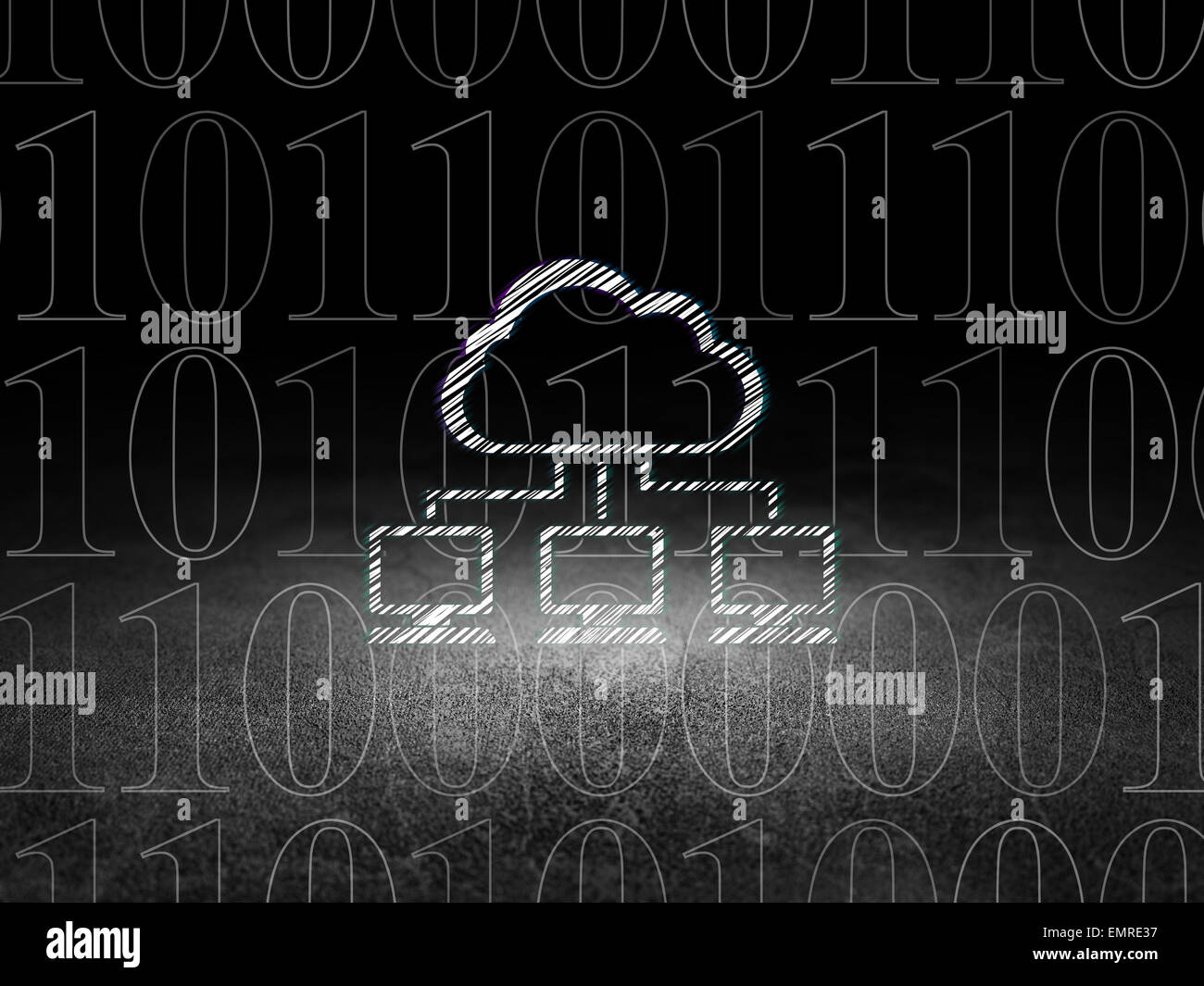 Cloud computing concept: Cloud Network in grunge dark room Stock Photo ...