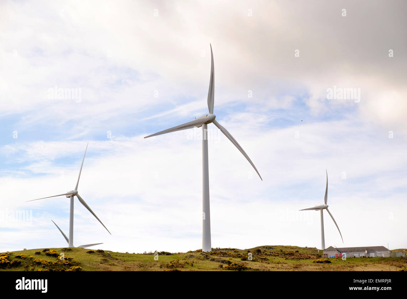Wind powered turbines generating electricity, Largs, Scotland, UK Stock ...