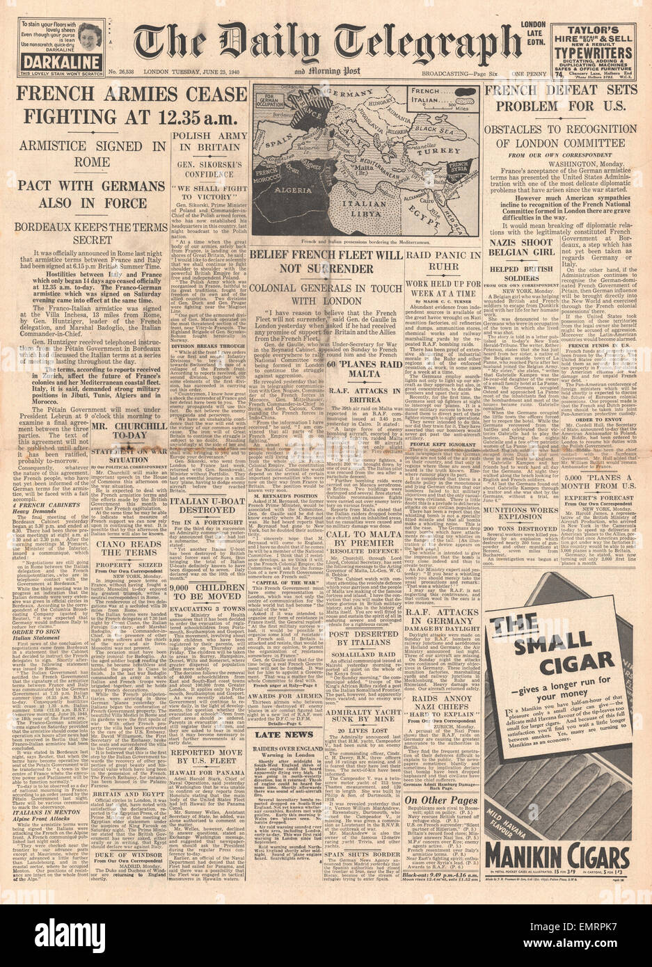 French newspaper armistice 1940 hi-res stock photography and images - Alamy