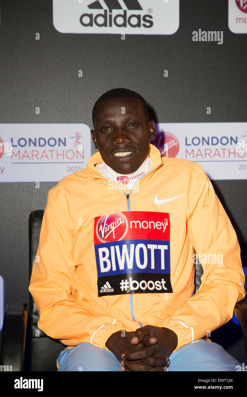 Stanley Biwott at the Virgin Money London Marathon Elite men press ...