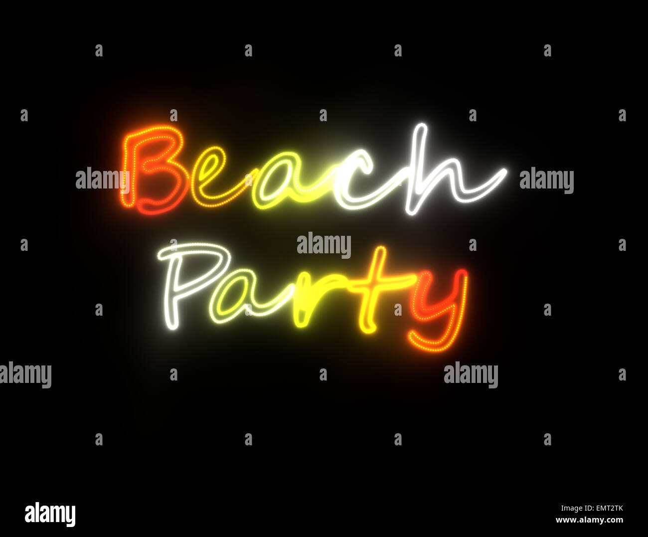 neon shining signboard with words beach party Stock Photo - Alamy