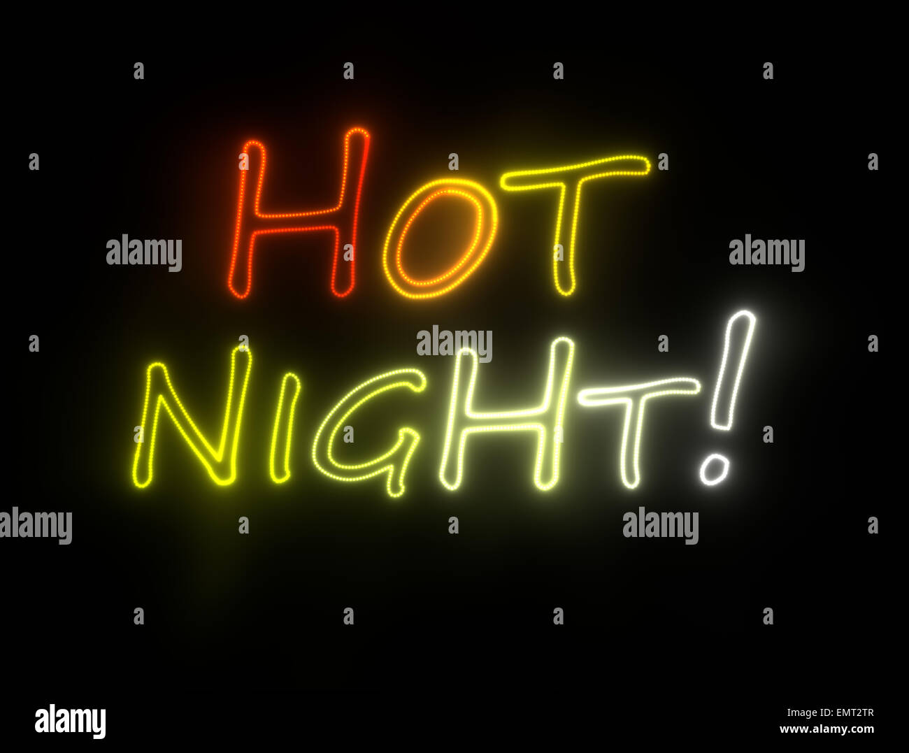 neon shining signboard with words hot night Stock Photo - Alamy