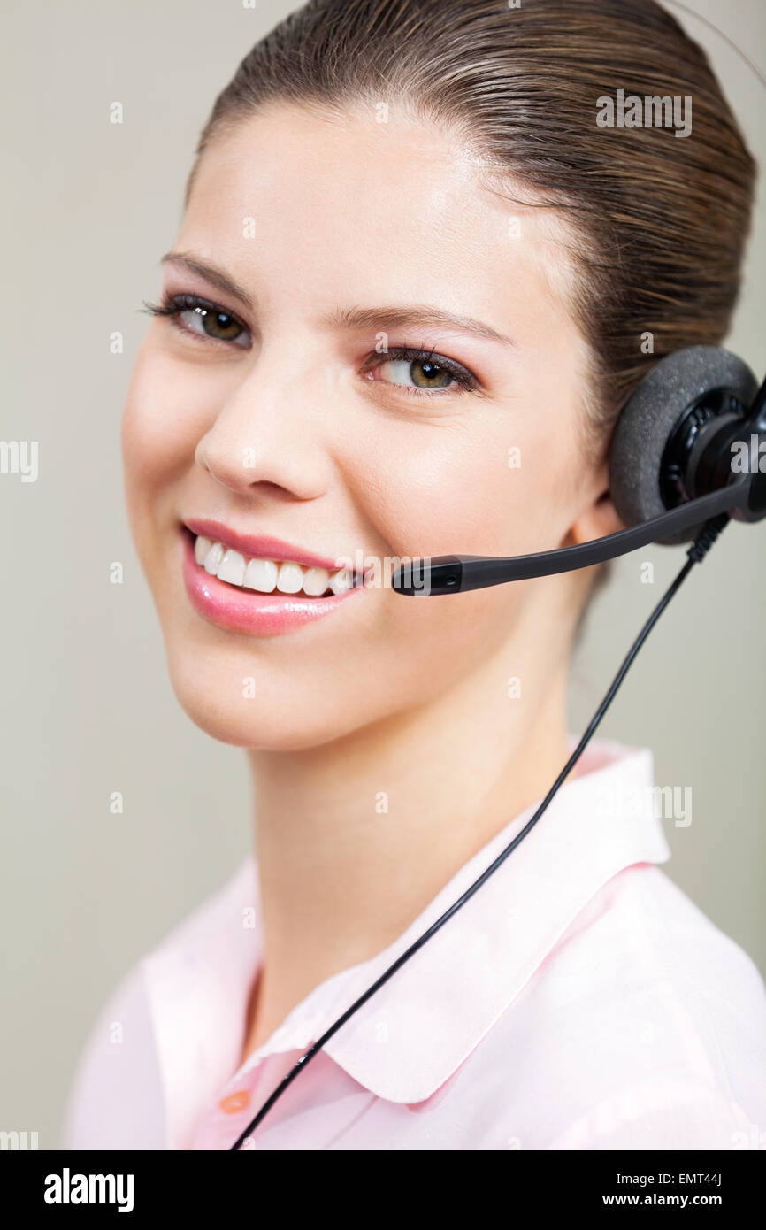 Customer Service Representative Using Headset Stock Photo - Alamy