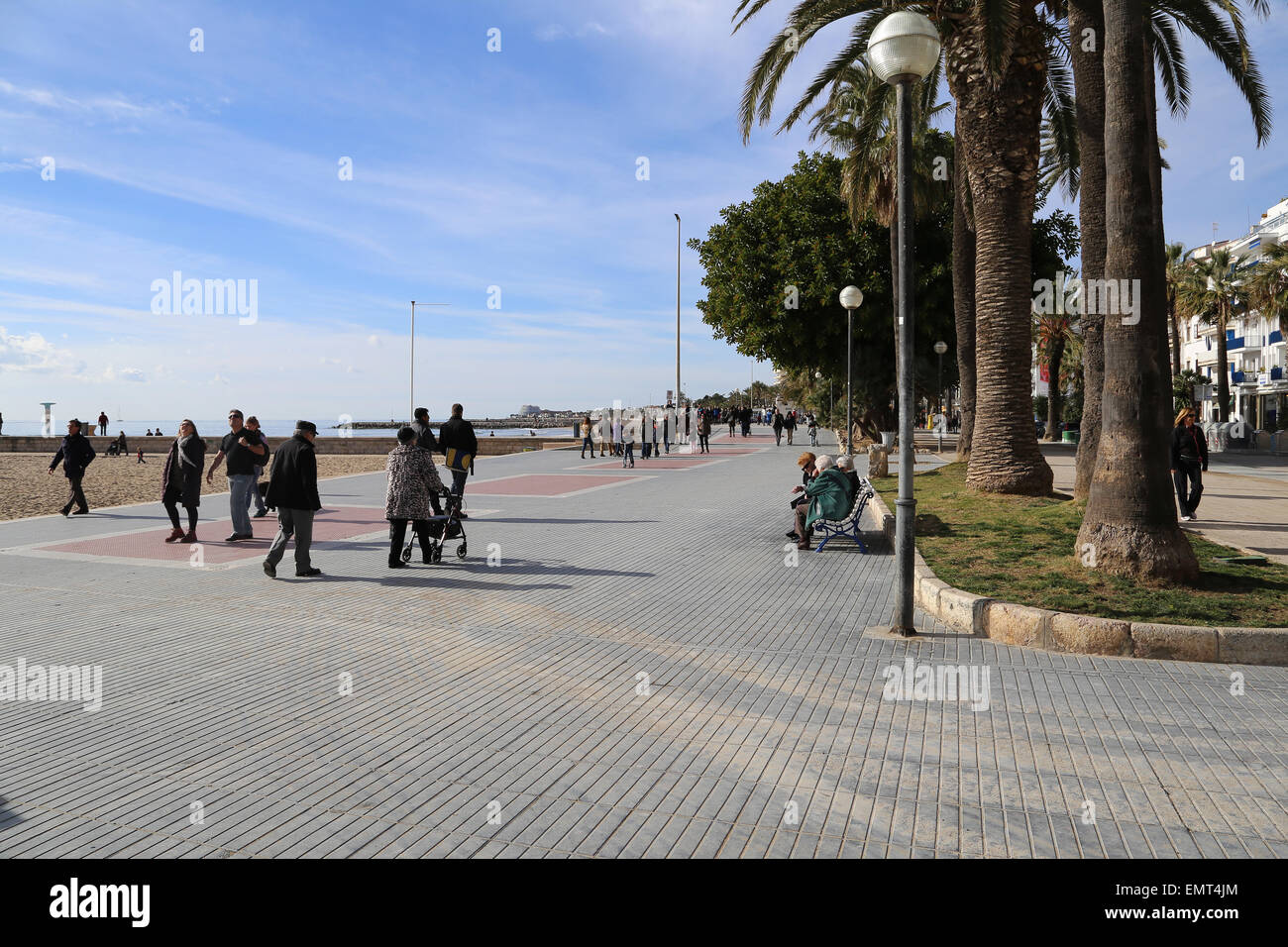 Spain. Catalonia. Sitges. Seafront promenade Stock Photo - Alamy