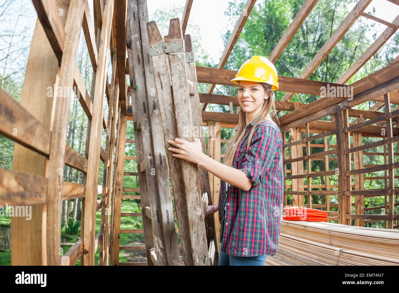 Construction worker holding ladder hi-res stock photography and images ...