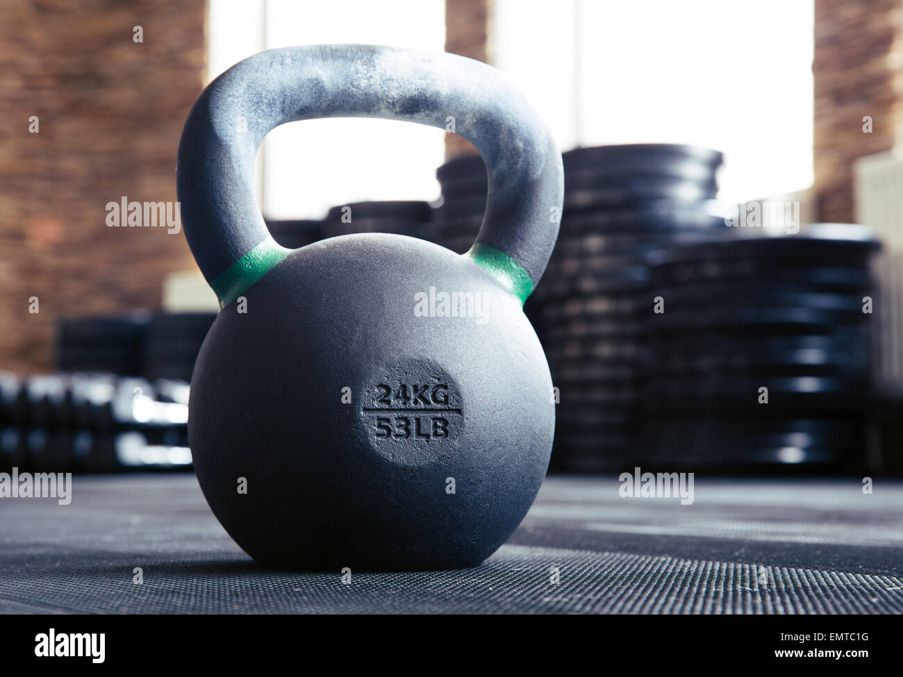 Closeup image of a kettle ball in fitness gym Stock Photo - Alamy