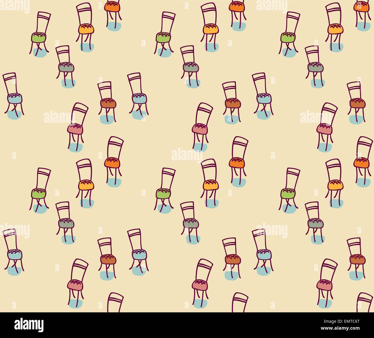 Chairs. Hand-drawn graphic elements, seamless pattern Stock Vector ...