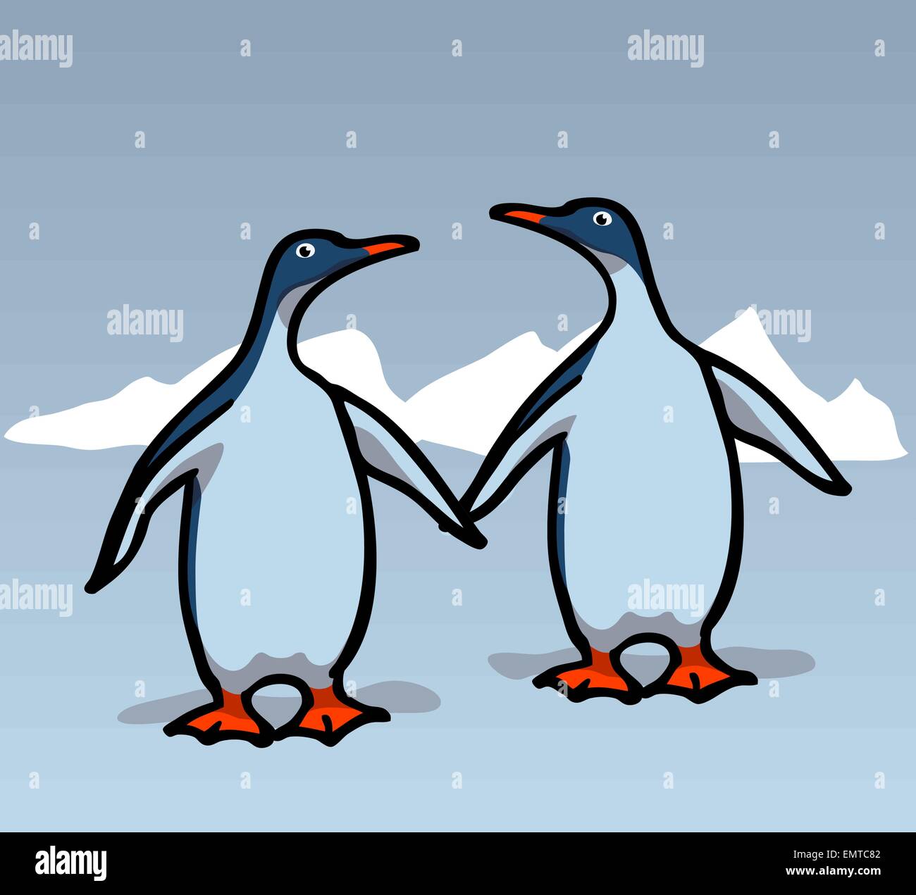 Two Penguins Stock Vector Images - Alamy