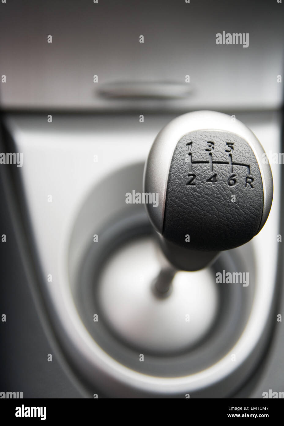 Six speed gear stick in a brand new sport car (shallow DoF Stock Photo ...