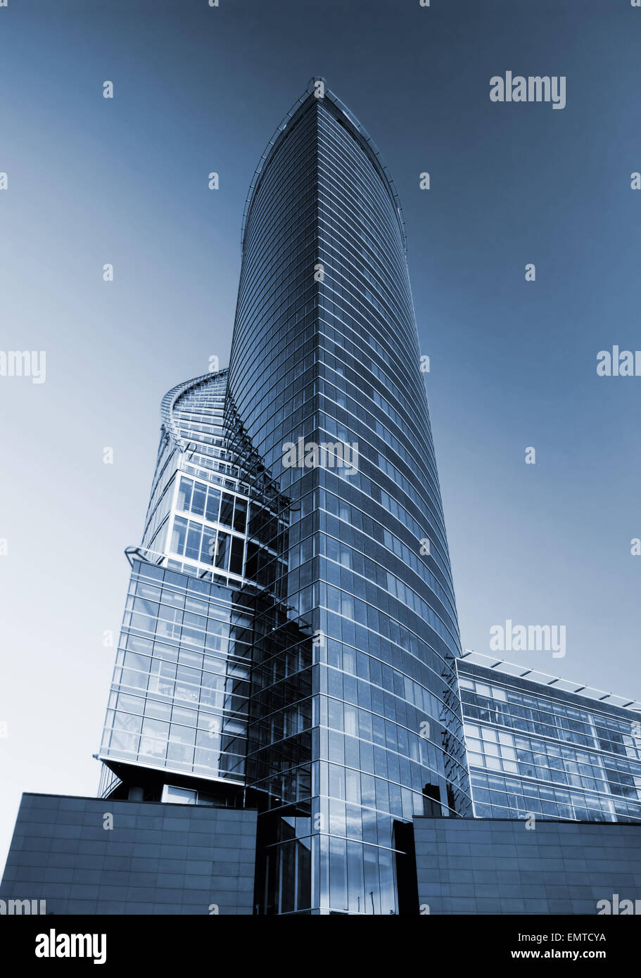 Modern office building (toned in blue Stock Photo - Alamy