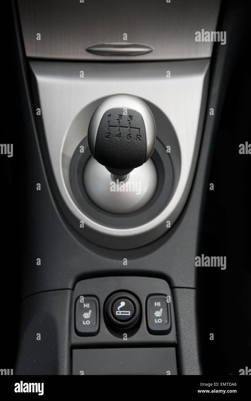 Six speed gear stick in a brand new sport car Stock Photo - Alamy