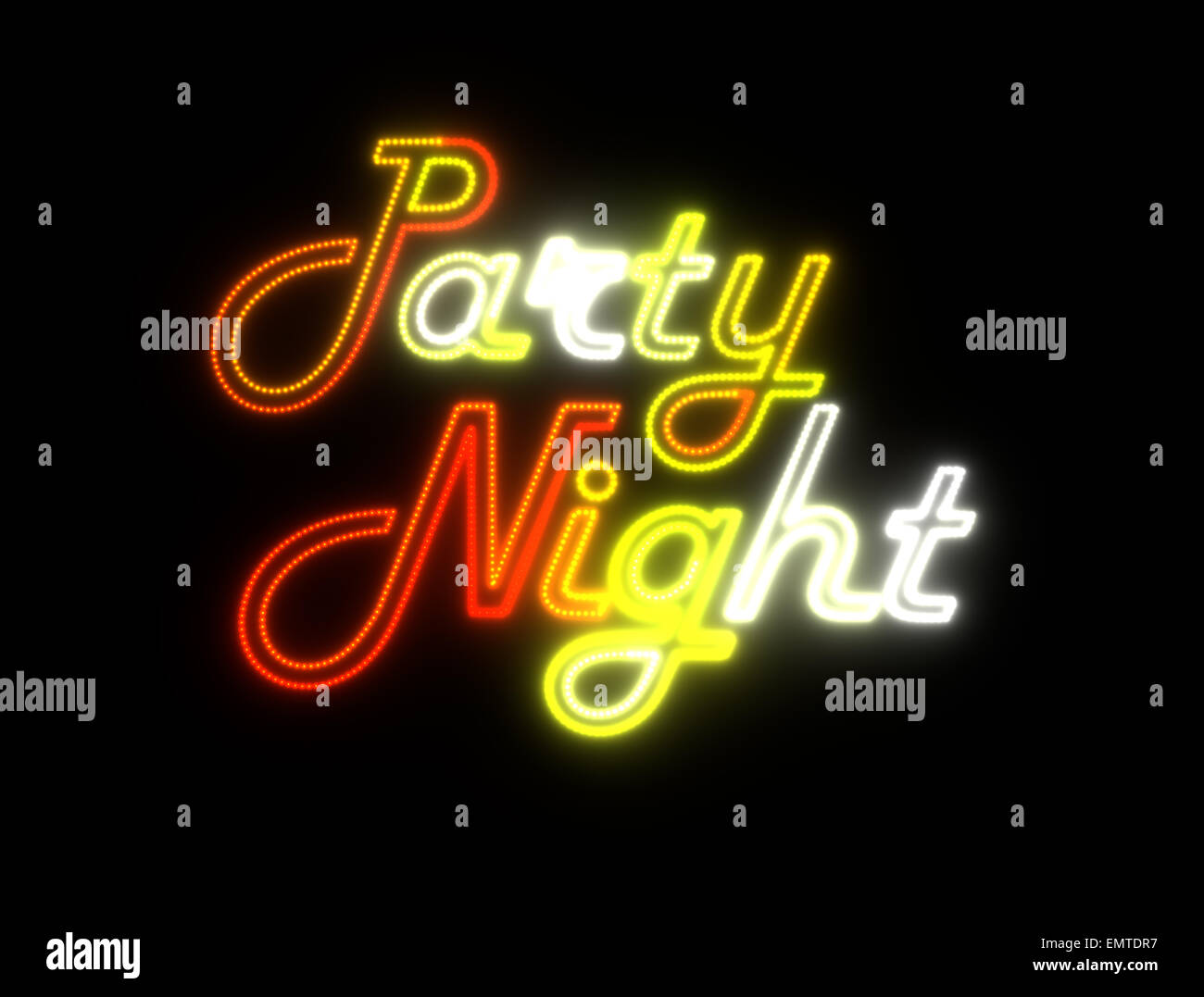 neon shining signboard with words party night Stock Photo - Alamy