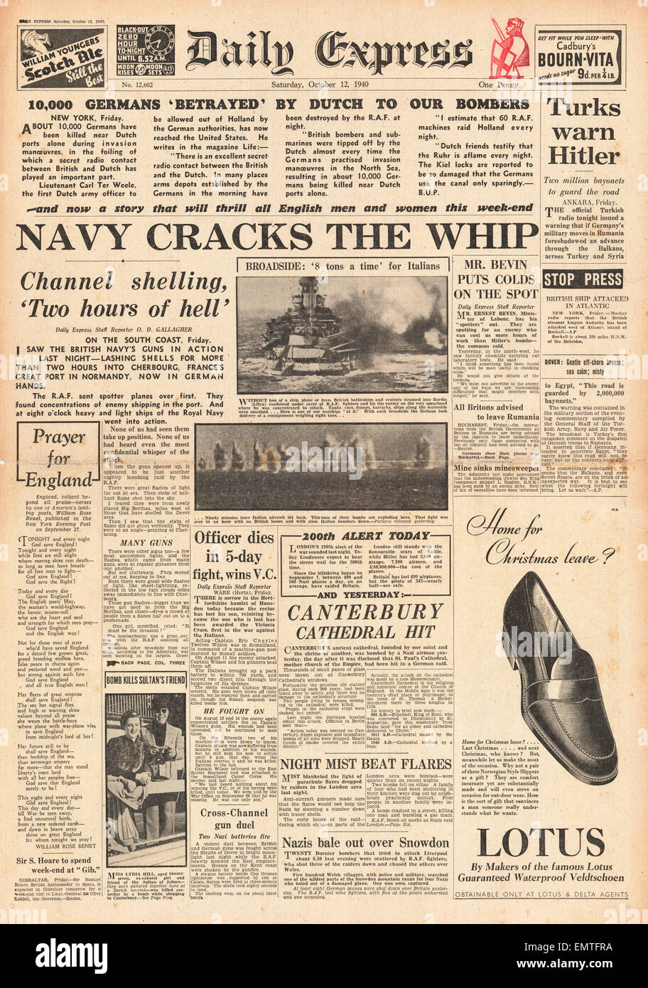 1940 front page daily express hi-res stock photography and images - Alamy