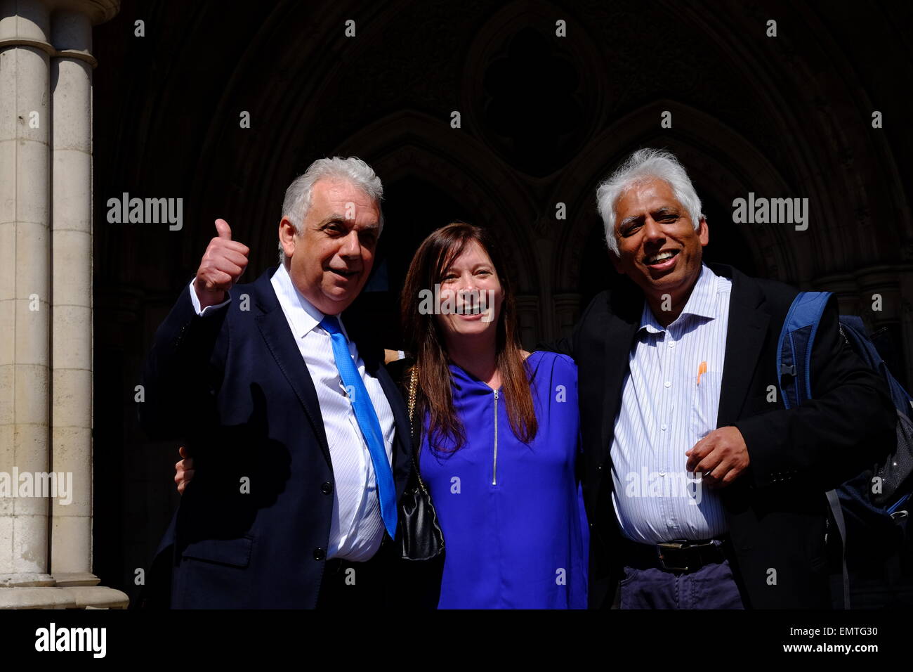 London, UK. 23rd Apr, 2015. Andy Erlam, Angela Moffat and Azmal Hussein ...
