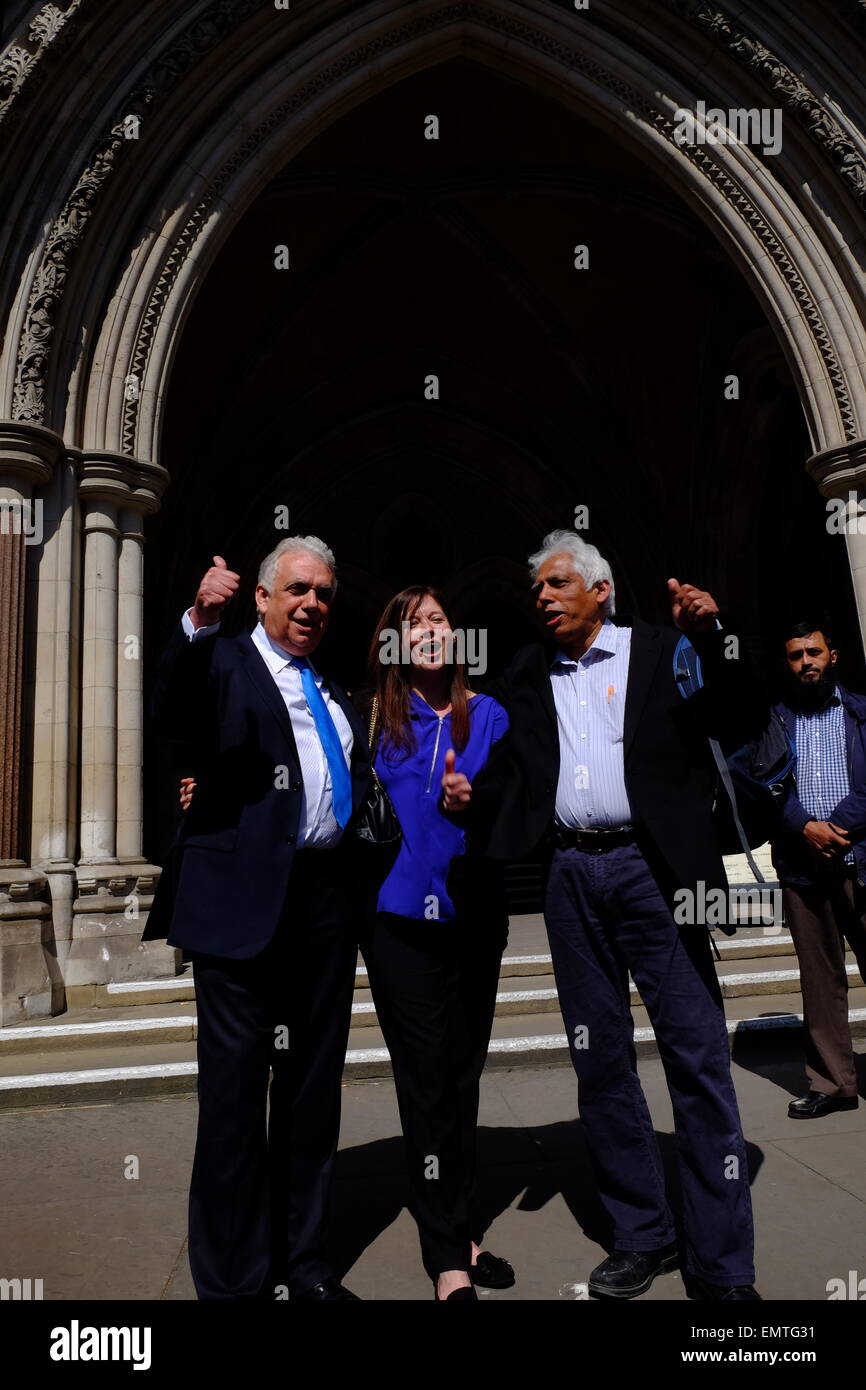 London, UK. 23rd Apr, 2015. Andy Erlam, Angela Moffat and Azmal Hussein ...
