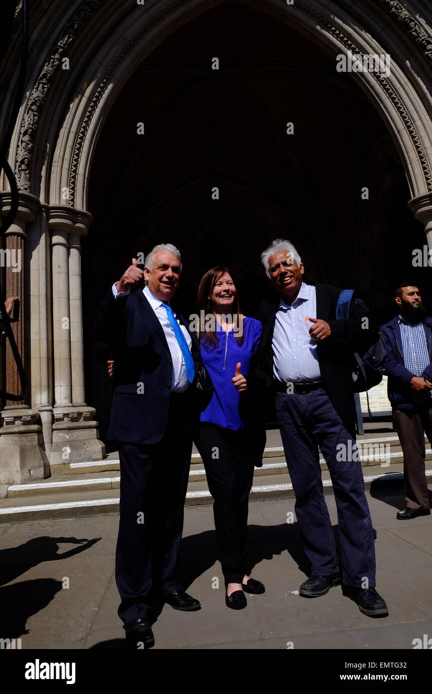 London, UK. 23rd Apr, 2015. Andy Erlam, Angela Moffat and Azmal Hussein ...