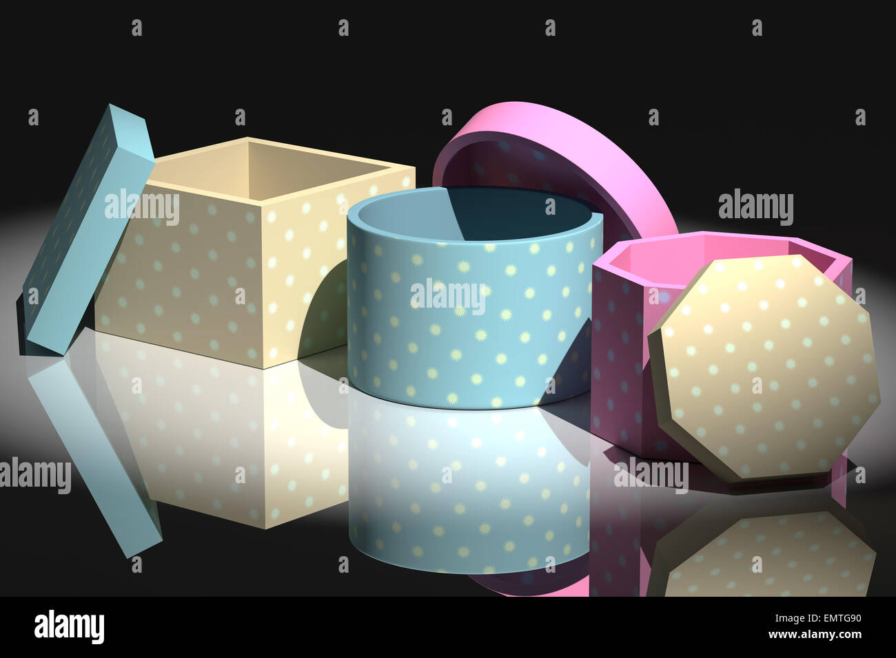 3d rendering of some gift stamped boxes Stock Photo - Alamy